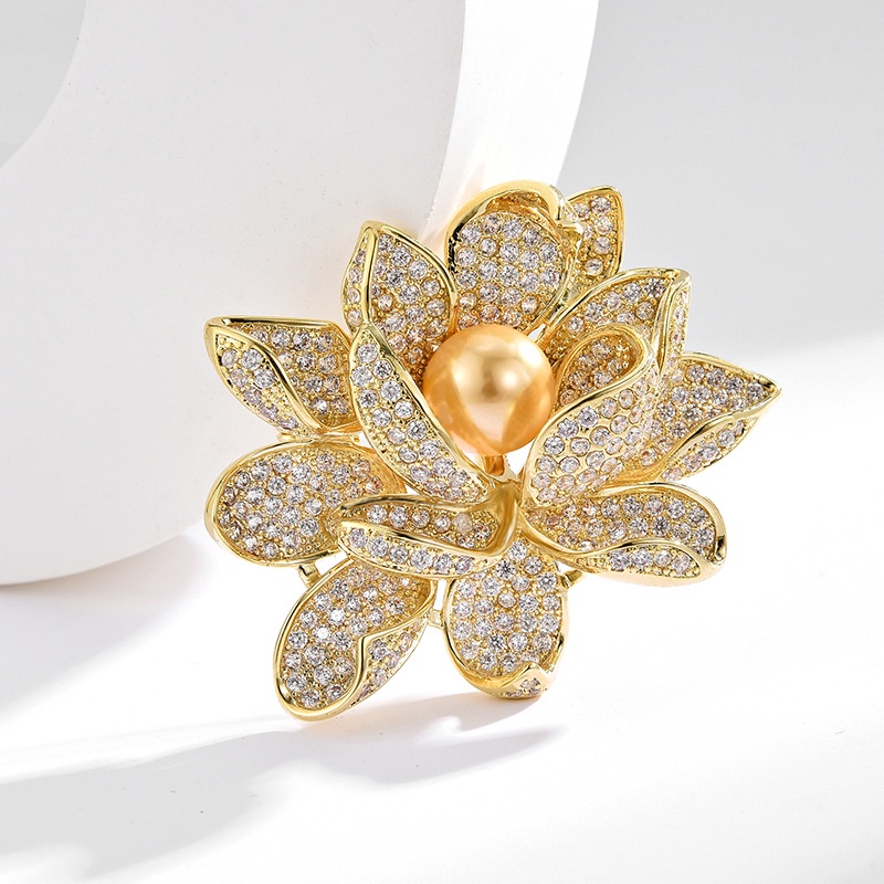 Trendy Lotus Pearl Brooch Fashion Simple Atmospheric Flower Brooches ...