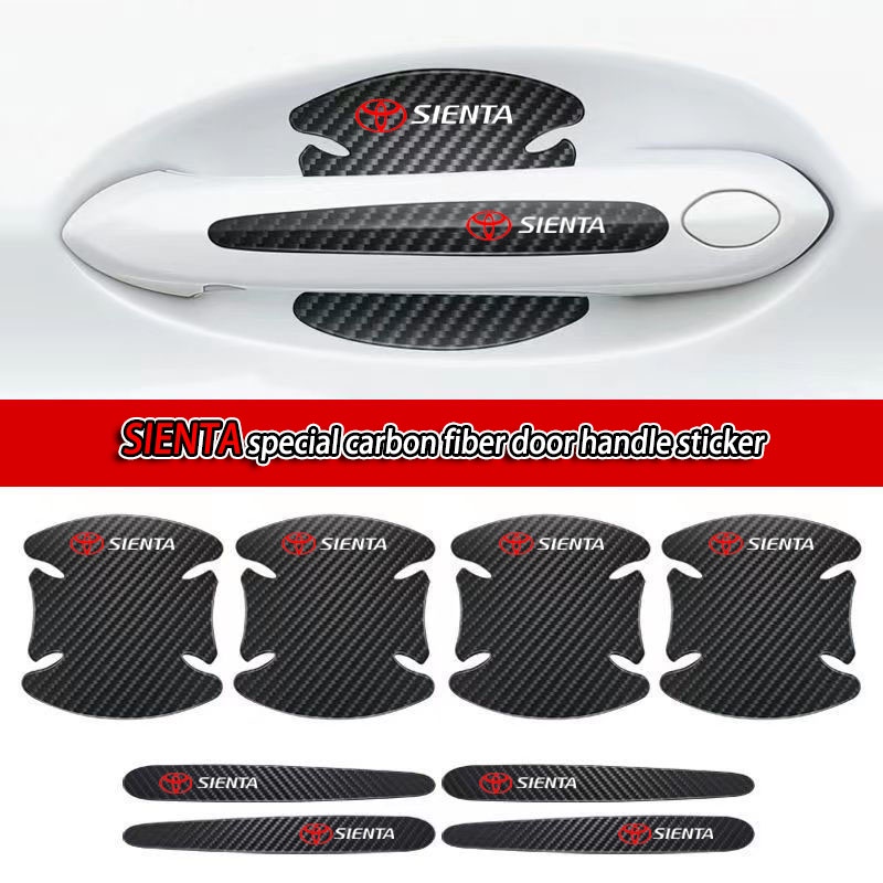 8 Pieces Toyota Sienta Carbon Fiber Door Handle Protection Sticker ...