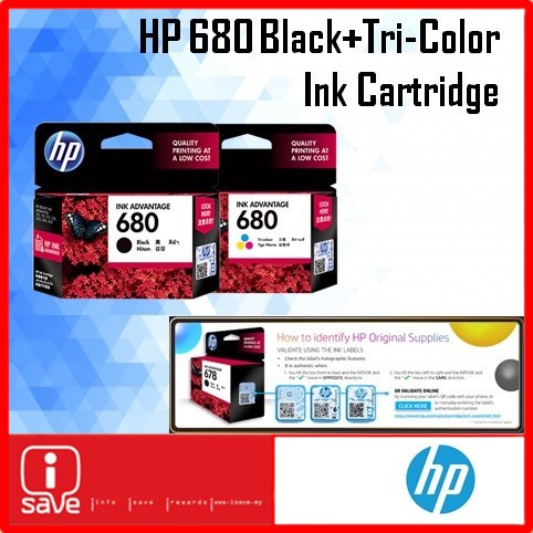 Original HP 680 Black Single / HP 680 Colour Single Ink Cartridge ...
