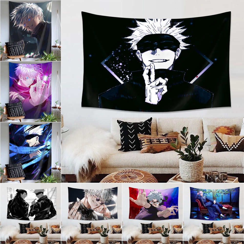 Satoru Gojo Wall Tapestry with Clips Anime Jujutsu Kaisen Polyester ...