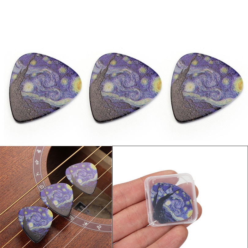 3pcs/lot Guitar Picks Set 0.46mm 0.71mm 0.96mm Starry Sky Celluloid ...