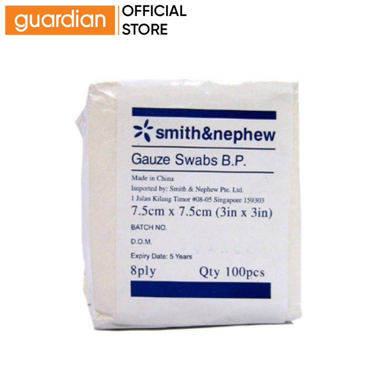 Smith & Nephew Plain Gauze Swabs 7.5cm x 7.5cm (8ply 100's) | Shopee ...