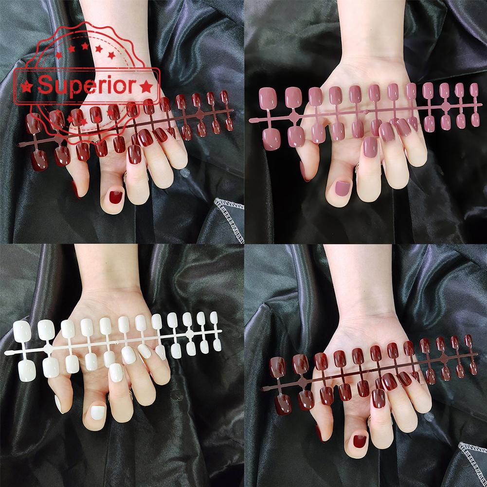 5 Color Short Fake Nail Set Nail Art Fake Nail Pieces Sheet Hand ...