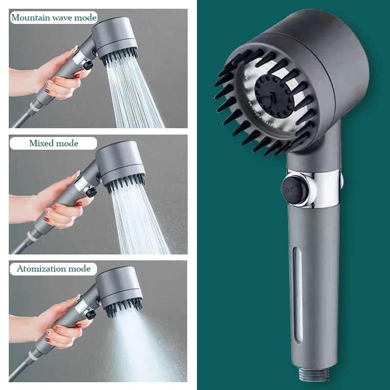 High Pressure 3-Mode Message Shower Head With Stop Button Handheld ...