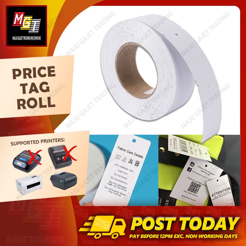 Printable Thermal Garment Price Tag Roll Tagging Card Hang Label Tanda ...