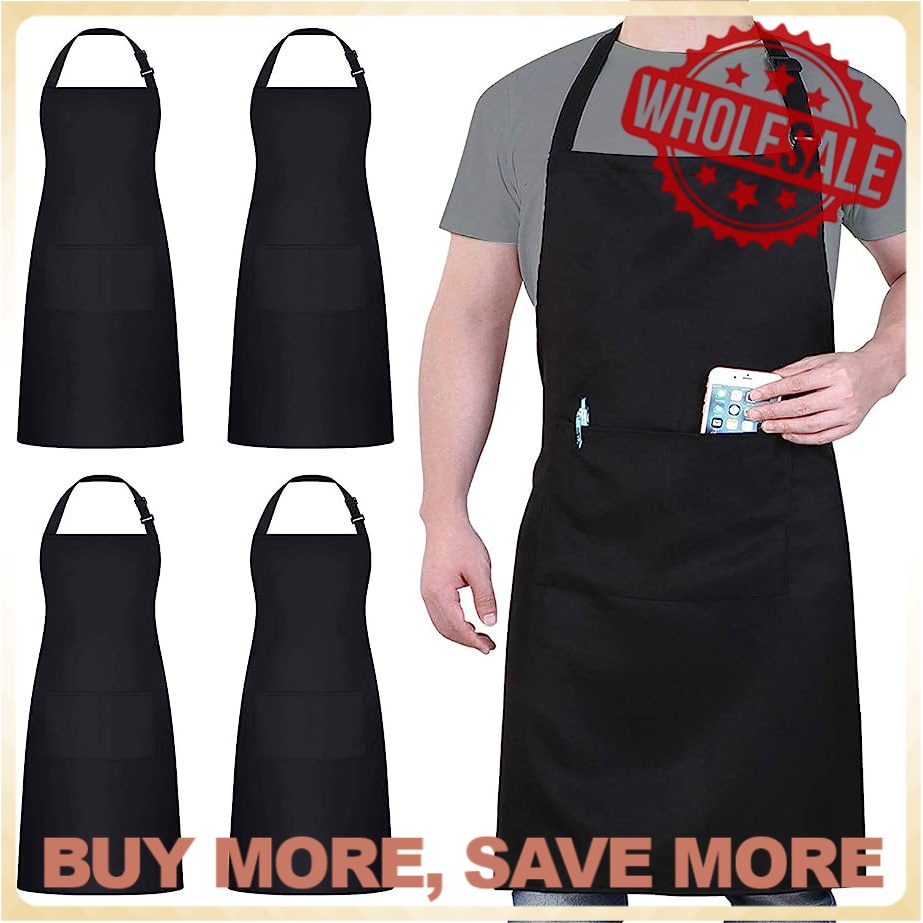 [Ready Stock] Kitchen Apron Oil Proof Cooking 2 Pockets Chef Waiter ...