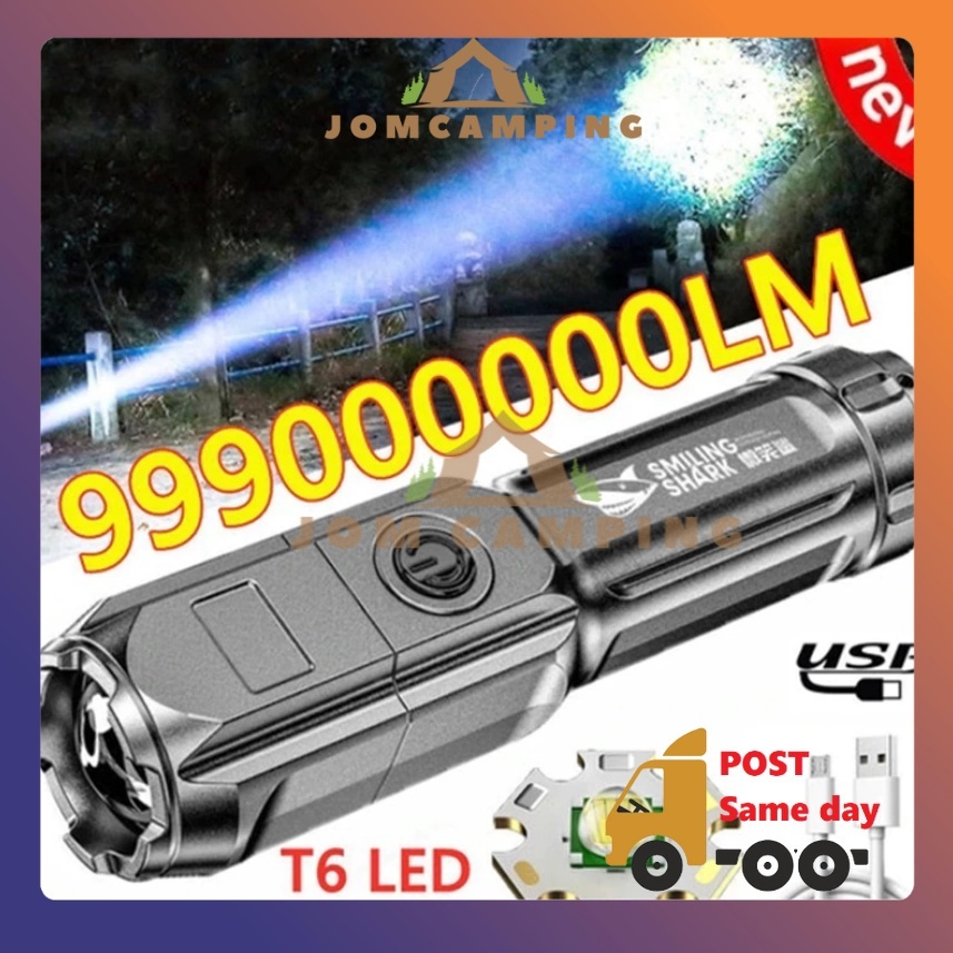 Lampu Suluh LED Boleh Cas Mudah Alih Serbaguna Cahaya Terang Flashlight Portable Rechargeable ...