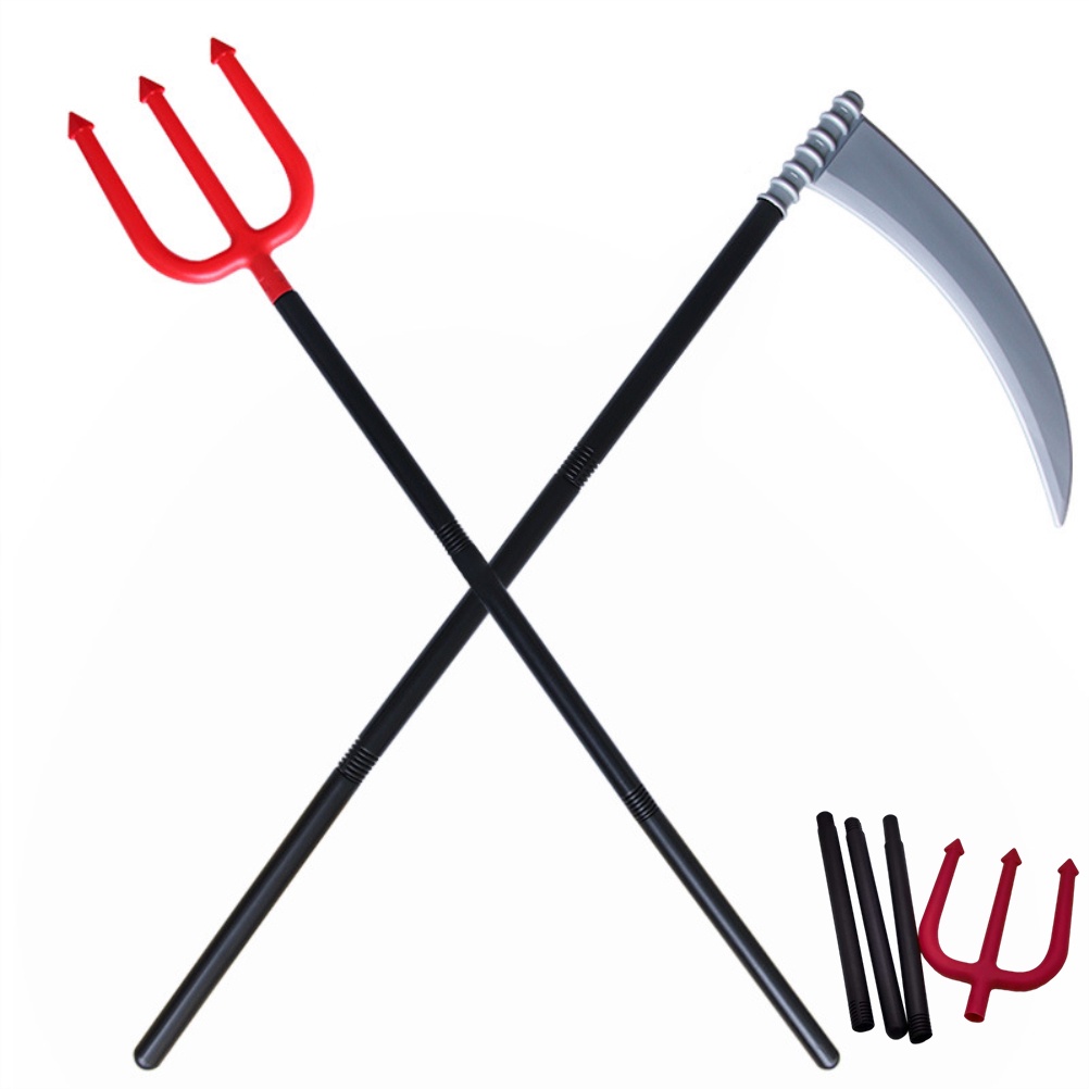 HEO~4 Section Splicing Grim Reaper Scythe Demon Trident Toy Halloween ...