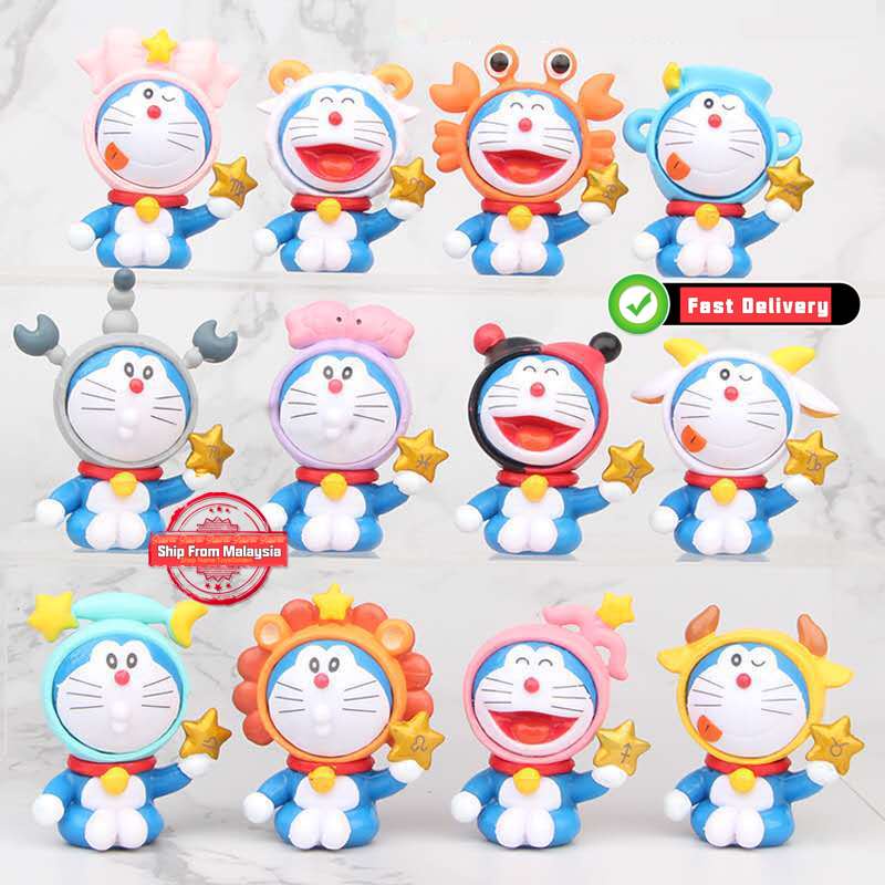 Anime Doraemon Astrological Sign The Zodiac Series Figurines 12pcs/set ...