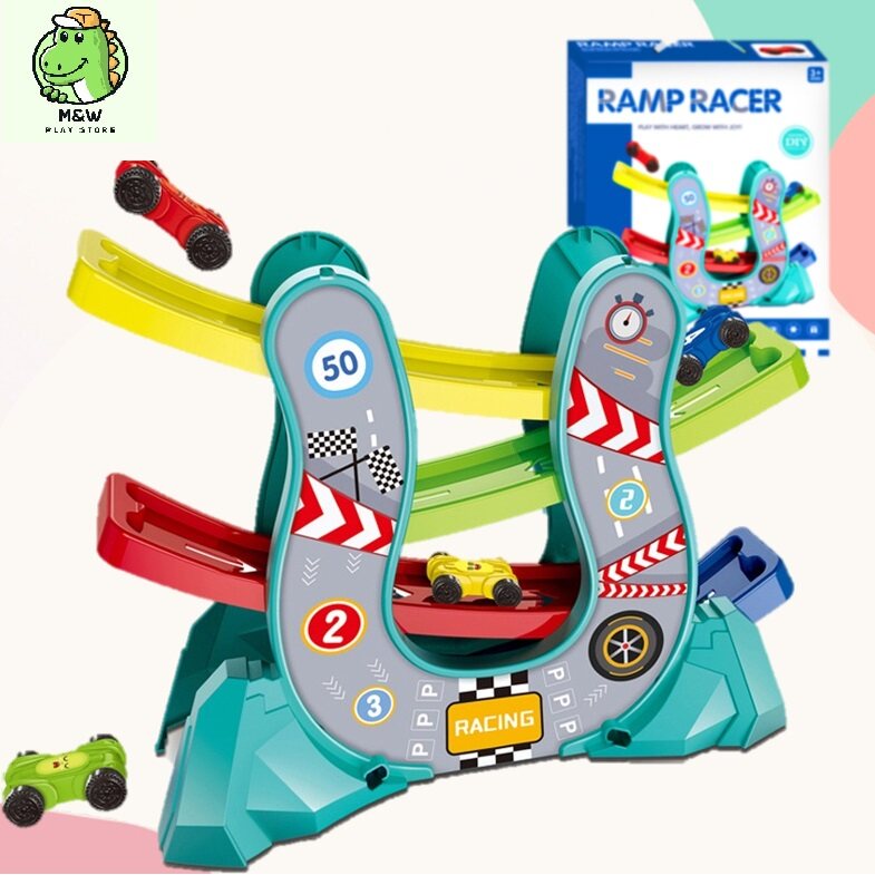 Ramp Racer with 4 Cars Ladder Sliding Slide Car Toys Baby Early ...