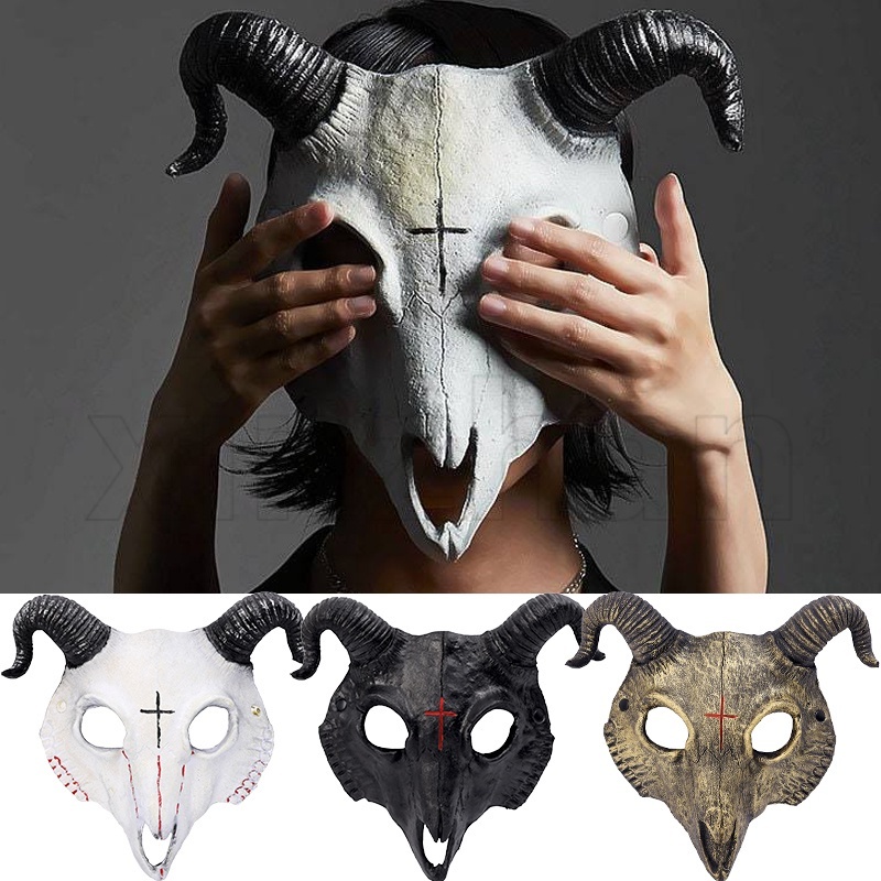 Scary Demons Goat Horn Head Masks / Halloween Party Masquerade ...