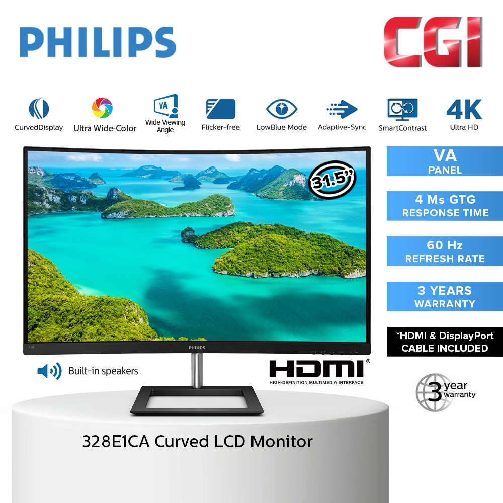 Philips 31.5" 328E1CA VA 4K UHD 60Hz 4ms Adaptive Sync Speaker Ultra ...