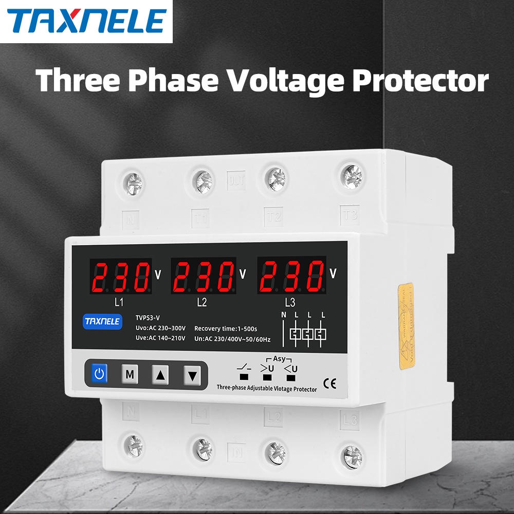 3 three phase Voltage Relay Protector 63A 60A 220V 380VAC 3P+N Over ...