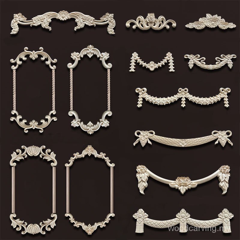 Wood Appliques Molding Carved Decal Corner Onlay Room Decor Item for ...