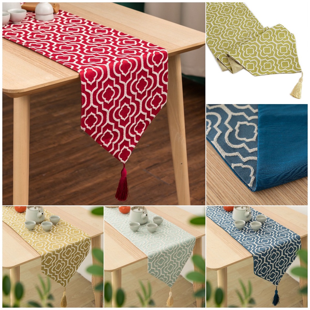 Cotton Linen Jacquard Table Runner Moroccan Bed Tail Towel TV Shoes ...