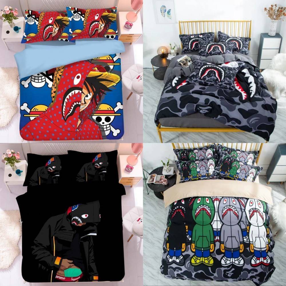 AG Naruto Bape 3in1 Bedding Set Bed Sheet Quilt Cover Bedroom Washable ...