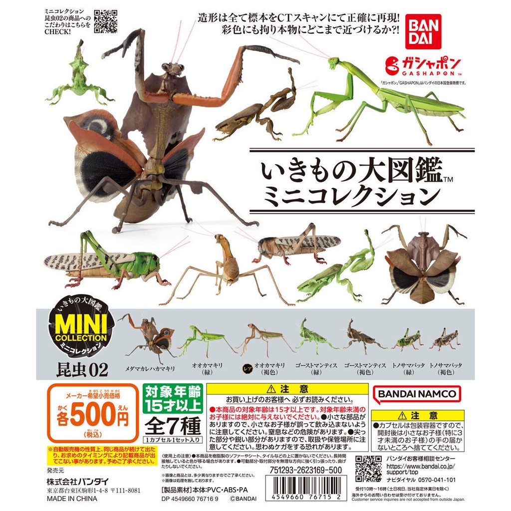 Bandai Ikimono Encyclopedia Mini Collection Insect 02 | 生物大图鉴 昆虫2 [扭蛋 ...