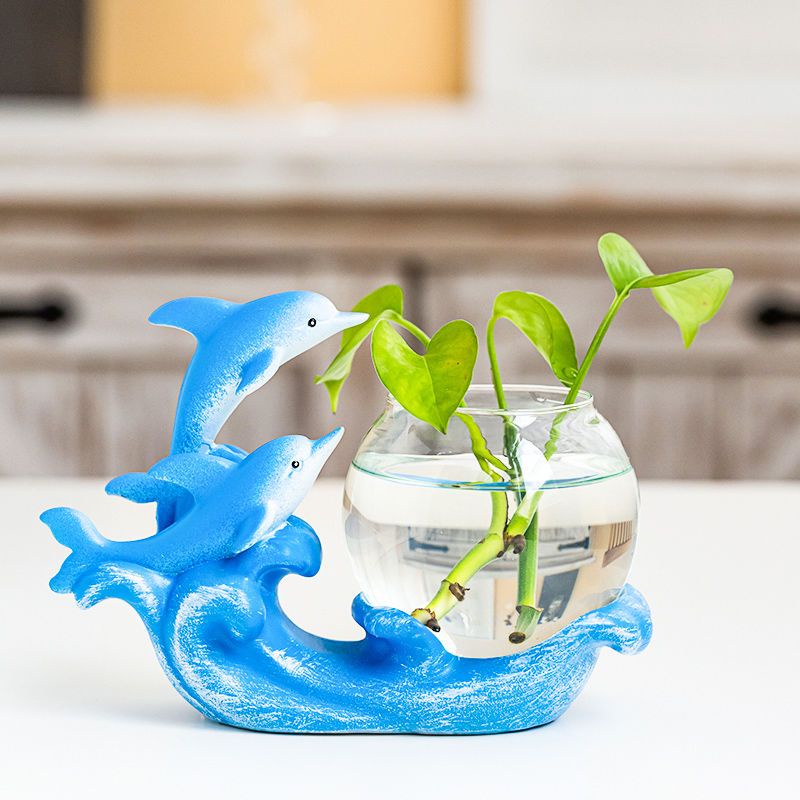 Creative Dolphin Hydroponic Vase Decoration Living Room Flower ...