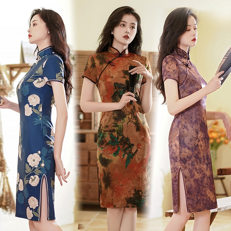 Hot Sale 8 Colors Summer Chinese National Cheongsam Vintage Plus Size ...