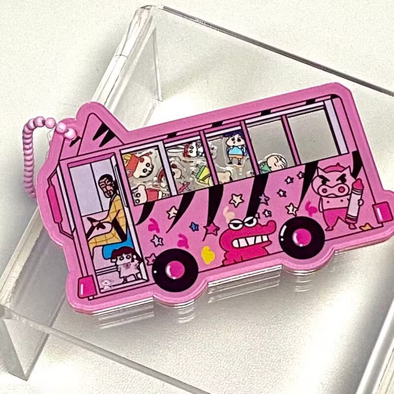 Crayon Shin-chan School Bus Shake Swinging Keychain Student Bag Pendant ...