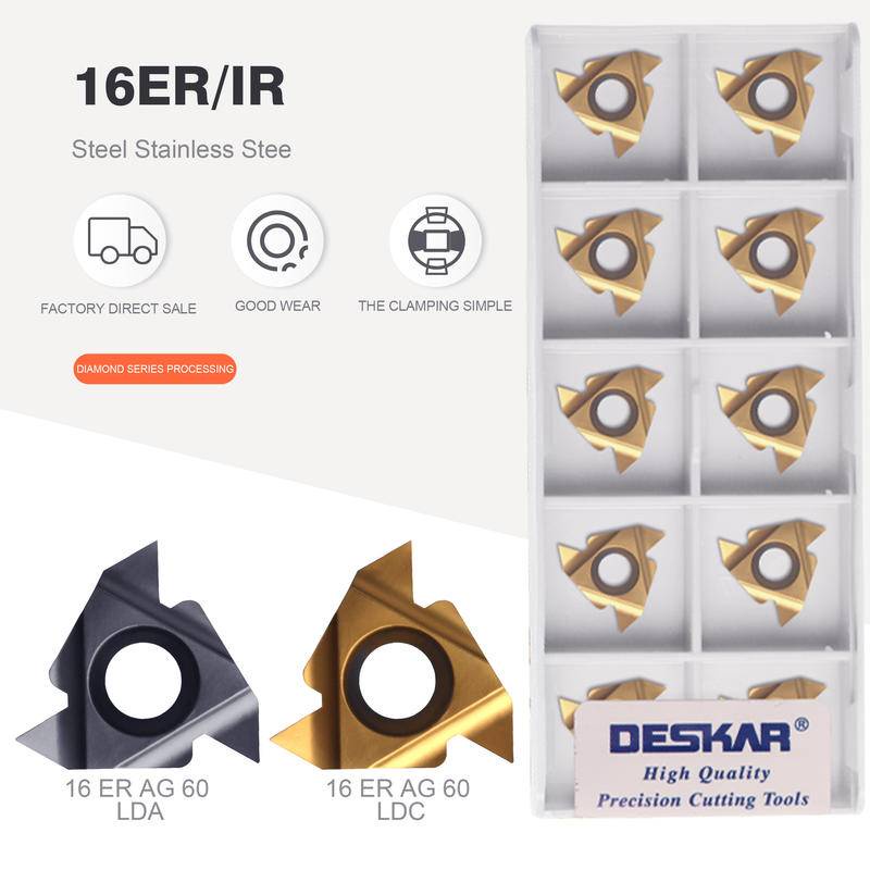 10pcs DESKAR 100% original 16ER 16IR AG55 AG60 LDA LDC high quality carbide insert thread ...