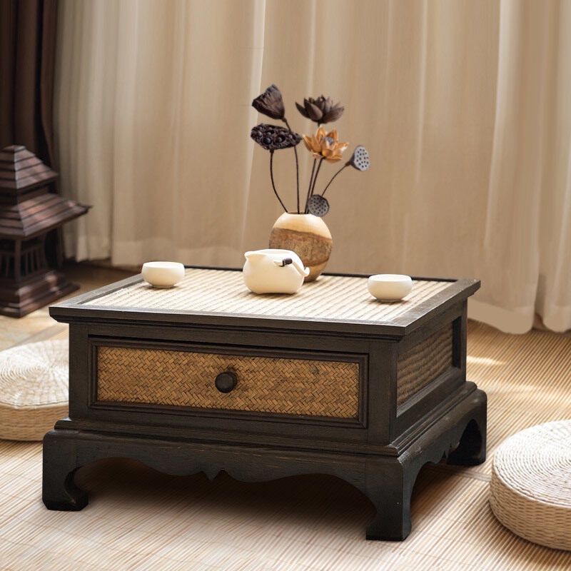 Balcony Windowsill Tatami Low Table Wooden Coffee Table With Drawers ...