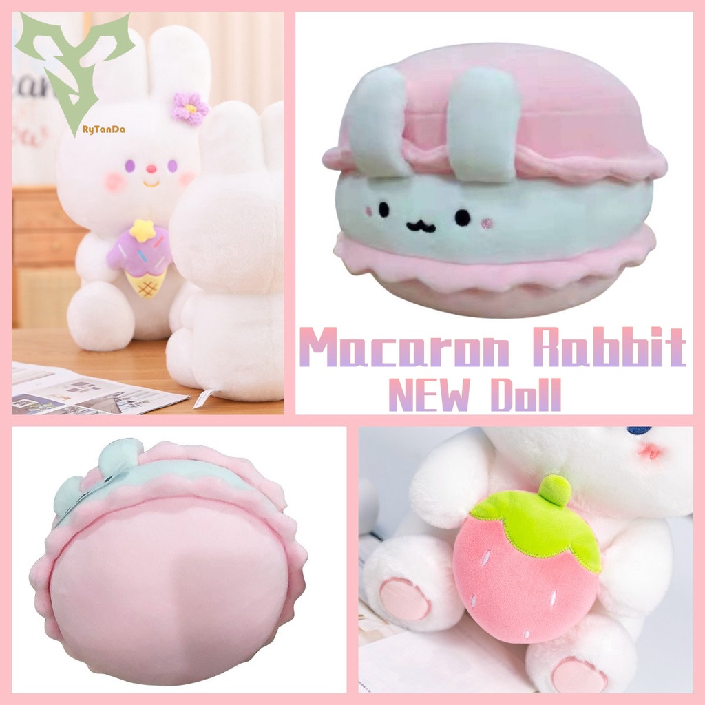 2023 New Cute Macaron Rabbit Plush Pillow Strawberry Bunny Plushie ...