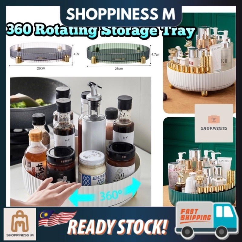 360 degree Rotating Storage Tray Rotate Organiser Box Basket Kitchen ...