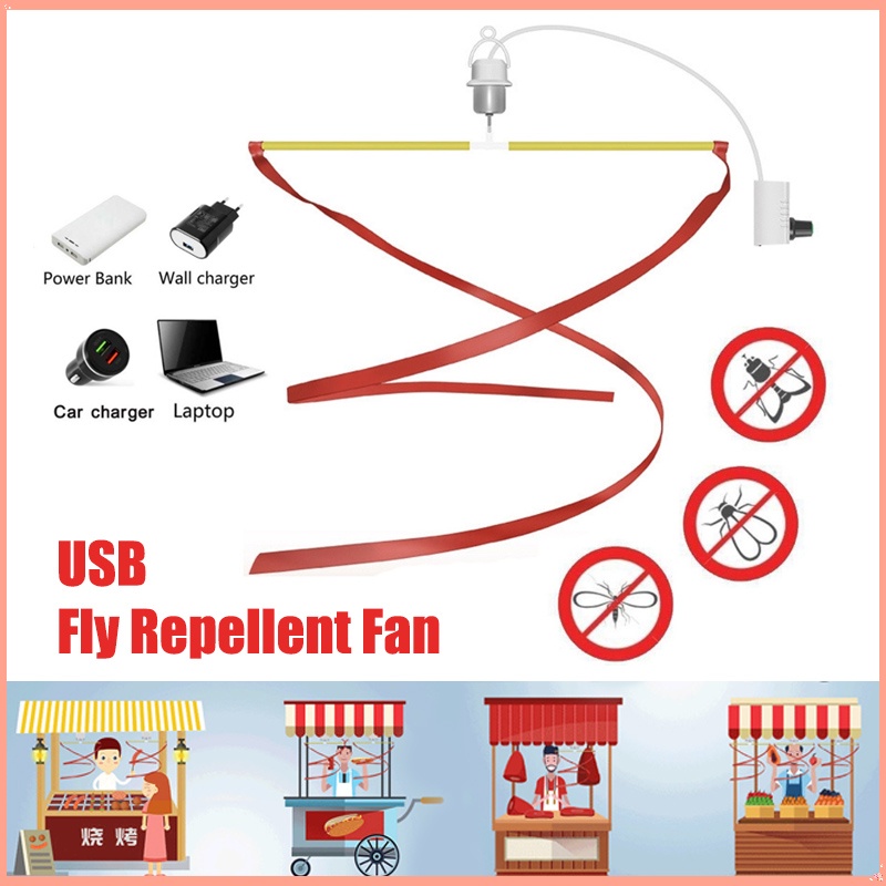 Fly Repellent Fan Keep Flies Bugs USB Hanging Fan Outdoor Dining BBQ ...