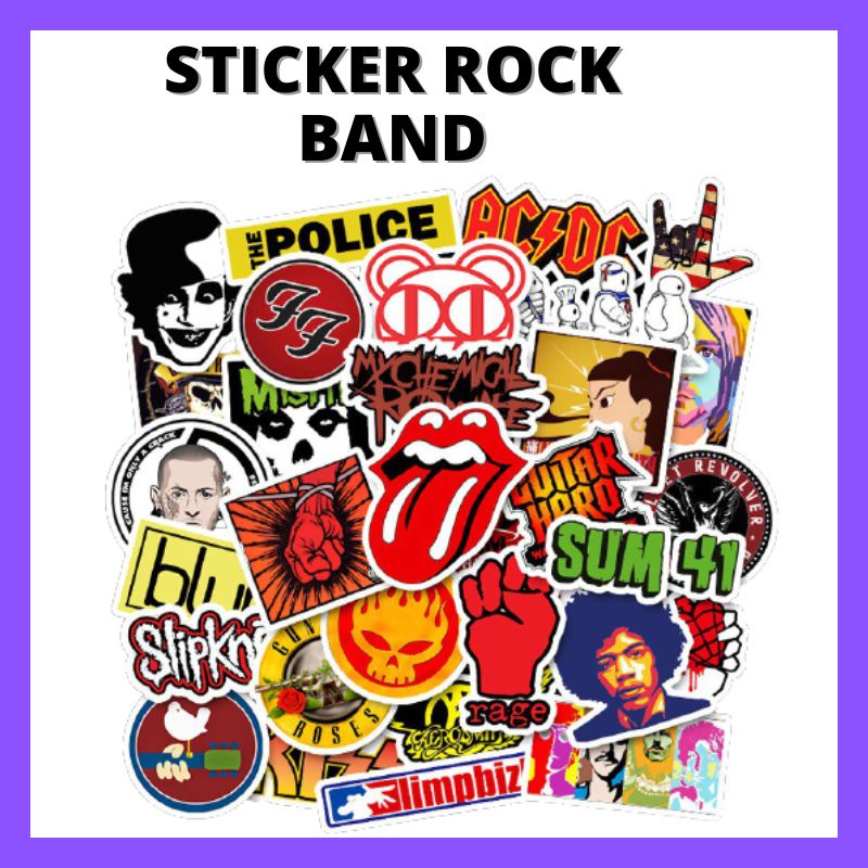 Rock Band Stickers 50 Keping Waterproof Pelekat Stiker DIY Bomb Sticker ...