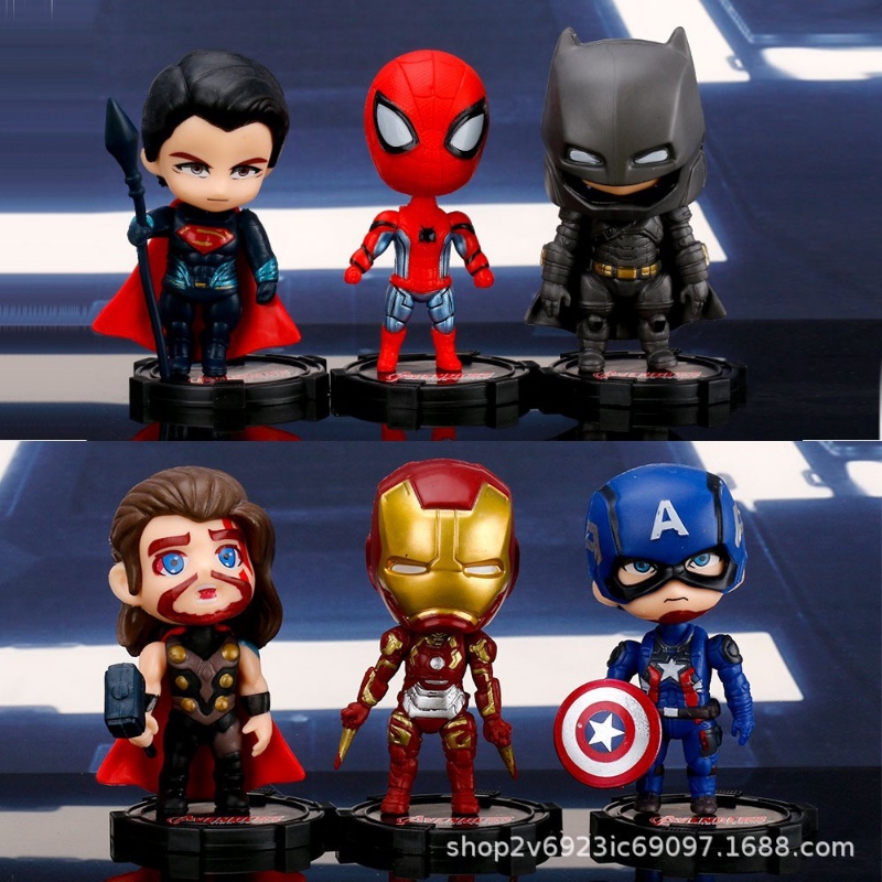 6pcs/set Avengers Spiderman Cake Topper Batman Captain America Iron Man ...