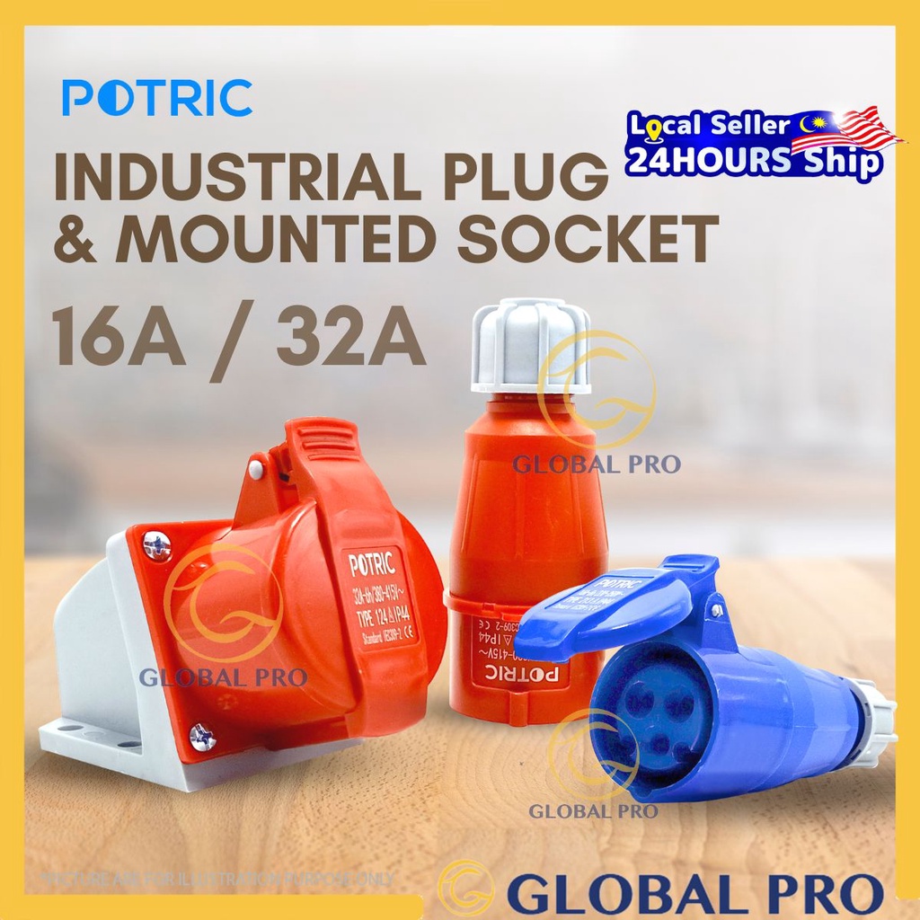 GREY Industrial Plug Connector 3 Pin 4 Pin 5 Pin16A / 32A IP44 Dust‑Proof Waterproof Industrial ...