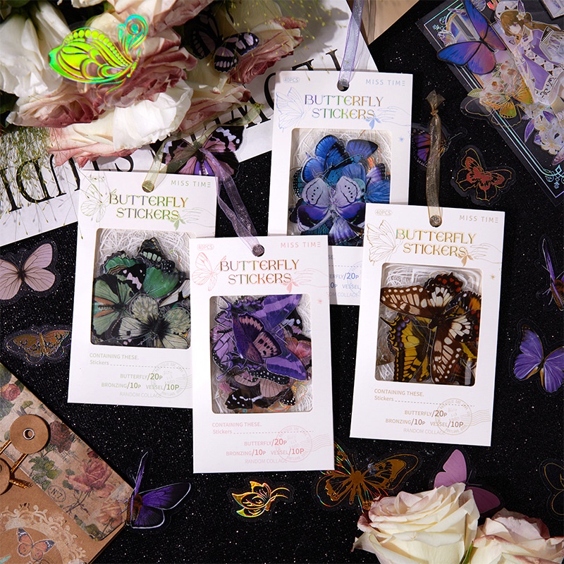ENWEI 40 Pcs [Butterfly Falling Floating Light Series] Vintage Journal ...