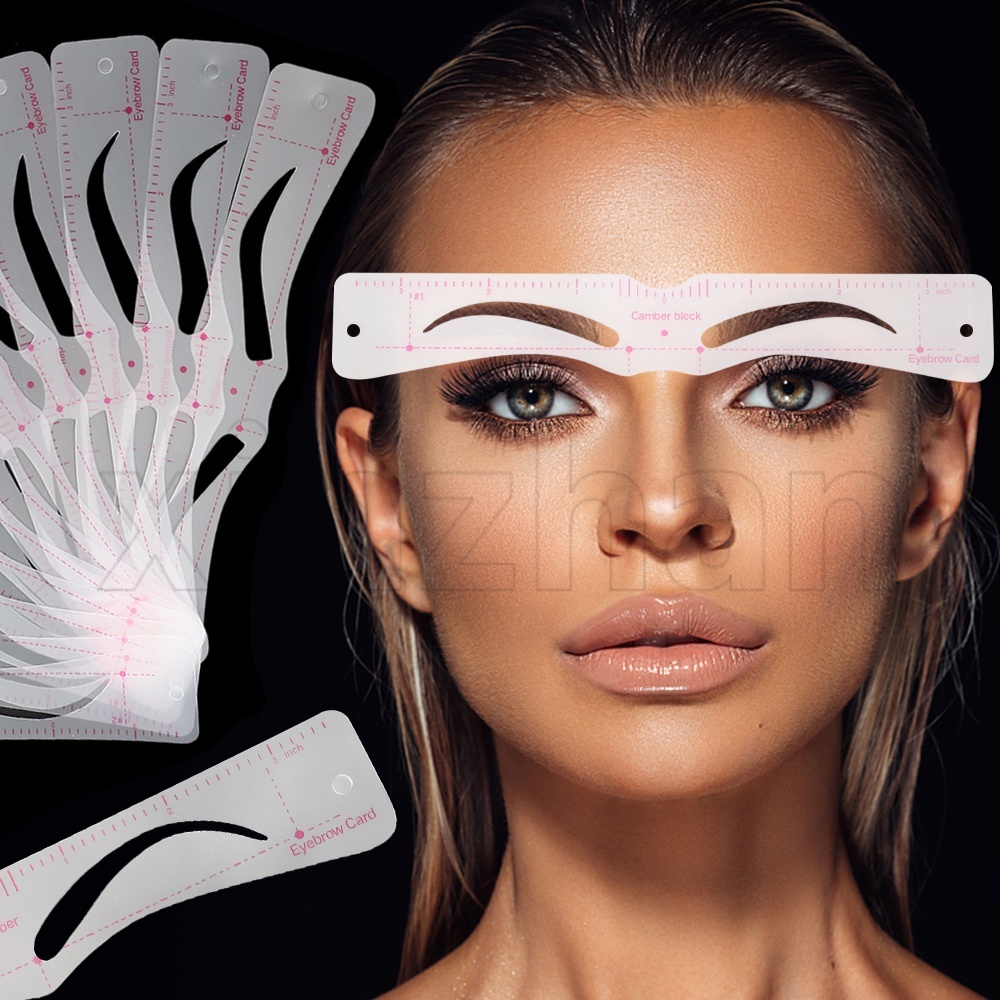 12 Styles Eye Brow Stencil Card Set with Rope Korean Eyebrow Shaper Kit ...