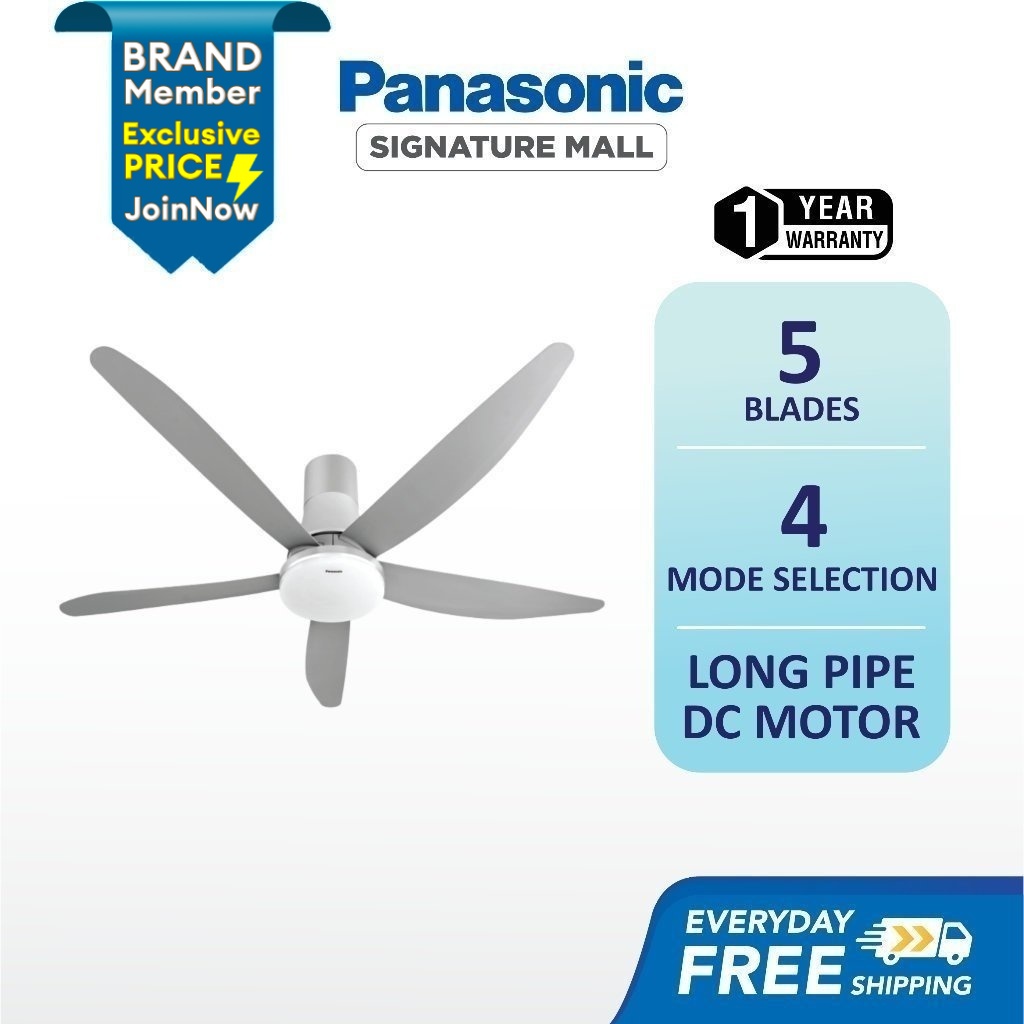 PANASONIC 60 Inch Ceiling Fan LED Lighting 5 Blades Long 4 Mode ...