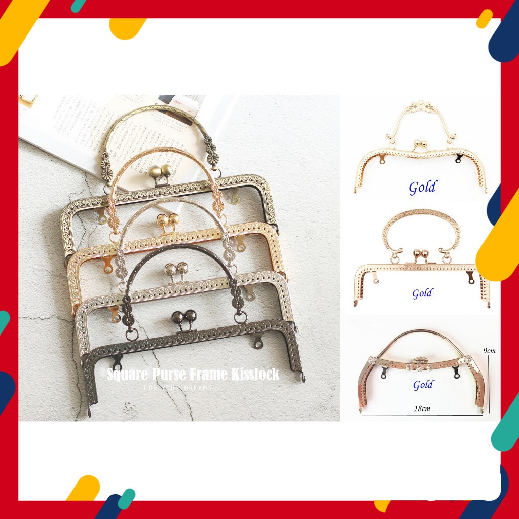 Purse Frame with Handle / Frame Tangkai Kisslock Kiss Lock Frame Kiss ...