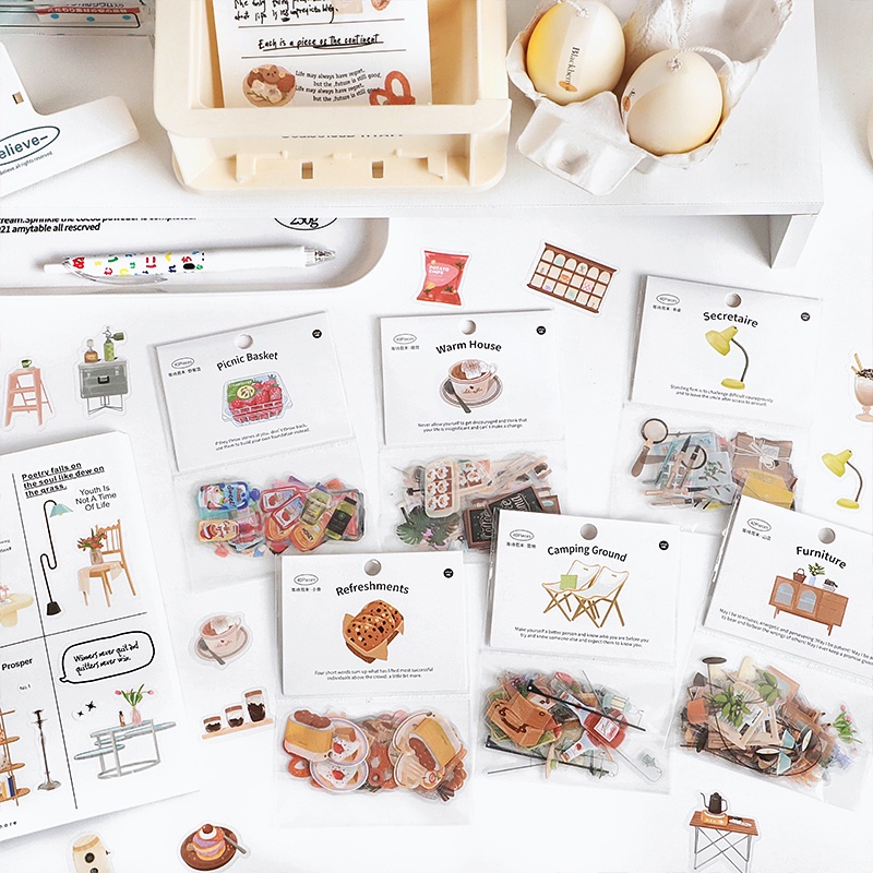 ENWEI 40 Pcs [Weekend Party Series] Cute Food Journal Stickers ...