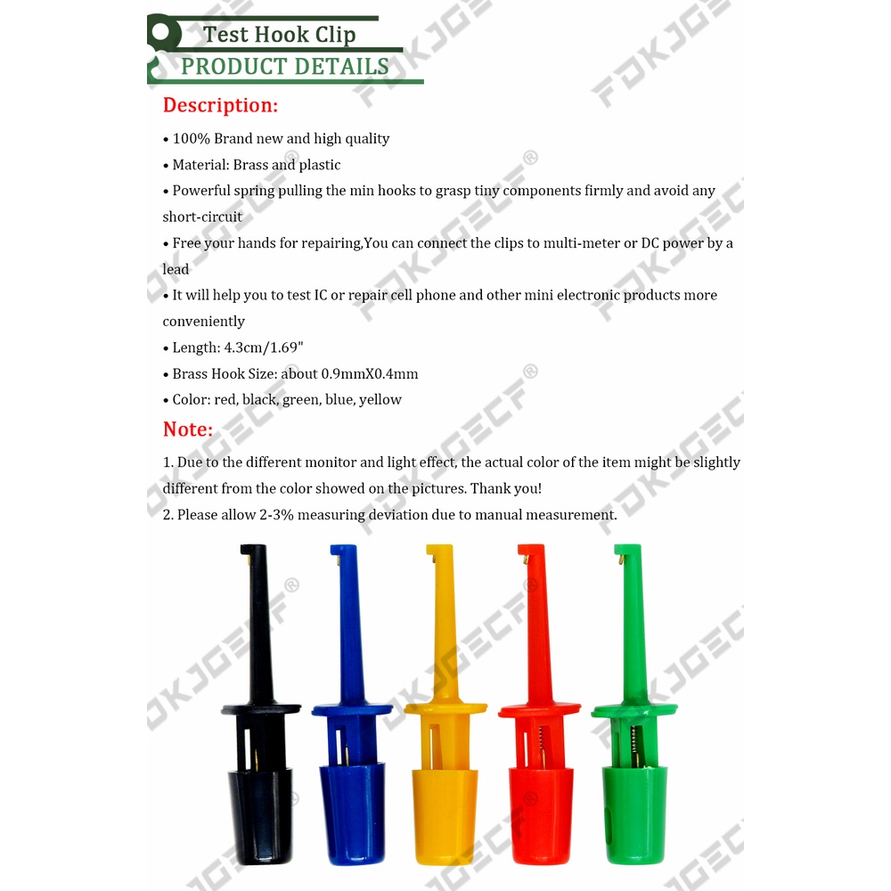 10 Pcs Mini Single Test Hook Clip Test Probe for Electronic Testing IC ...