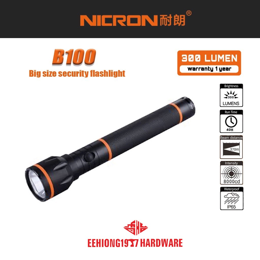 NICRON B100 Large Big Size Security Flashlight / Torchlight / IP65 ...