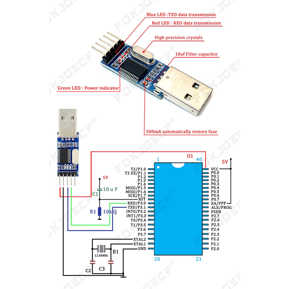 PL2303 PL2303HX / PL2303TA USB To RS232 TTL Converter Adapter Module ...