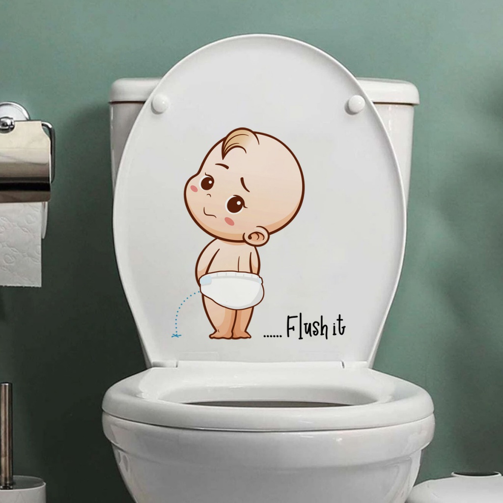Wall Stickers Children Pee English Logo Toilet Decoration Creative ...