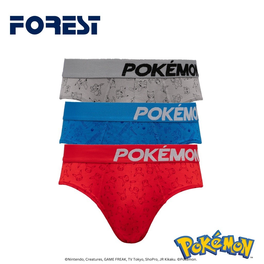 (3 Pcs) Pokémon Mens Micro Modal Spandex Mini Brief Underwear Assorted ...