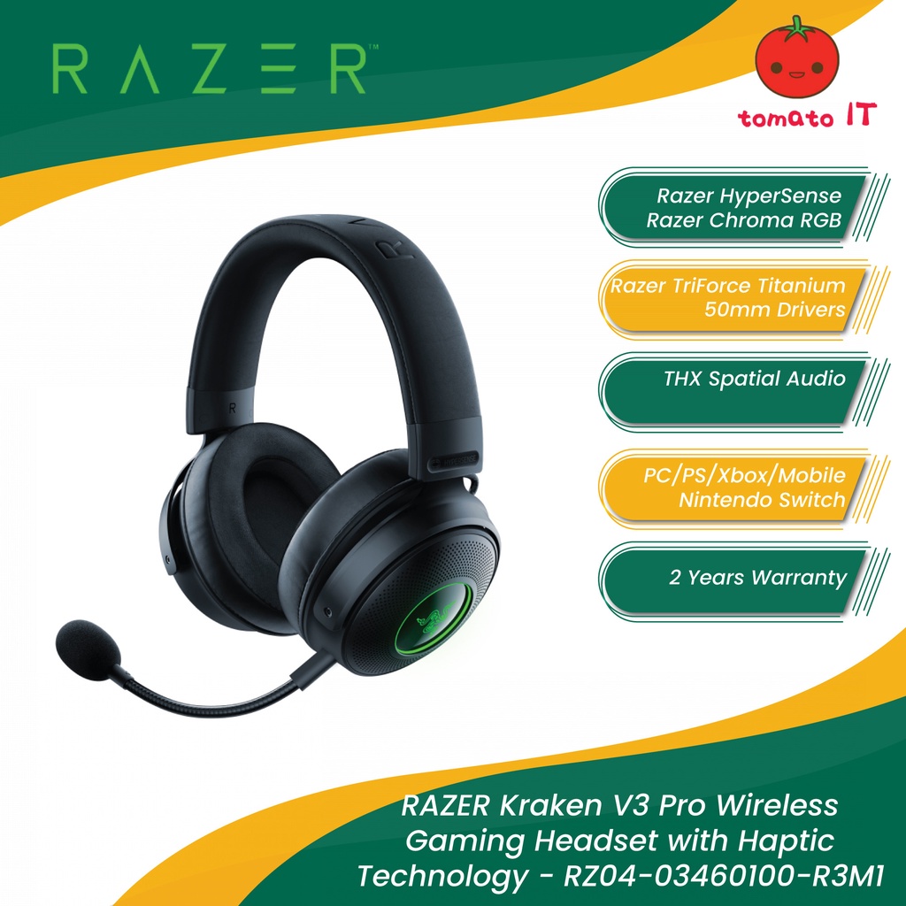 RAZER Kraken V3 Pro Wireless Gaming Headset with Haptic Technology ...