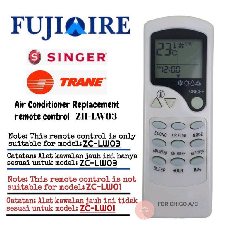 Fujiaire/Trane/singer ZH-LW03 air cond air conditioner OEM replacement ...