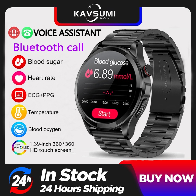 2025 Blood Sugar ECG+PPG Smart Watch Men Bluetooth Call Automatic ...