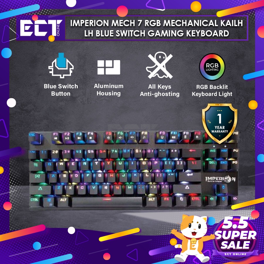 Imperion Mech 7 RGB Mechanical Kailh LH Blue Switch Gaming Keyboard ...