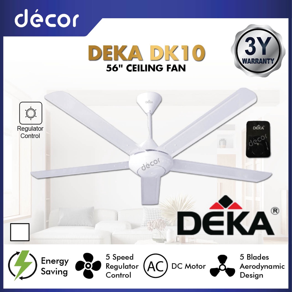 DEKA DR9 60" 3 Blades 5 Speed Control Electronics Regulator Ceiling Fan ...