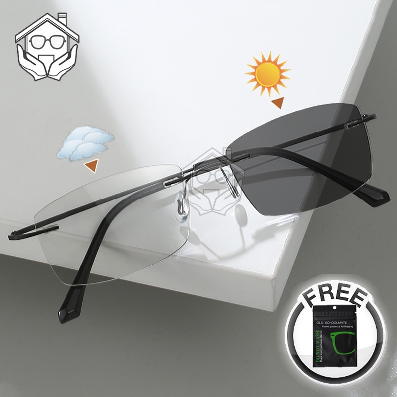 Photochromic Anti Radiation Frameless Glasses For Women Men Rimless ...