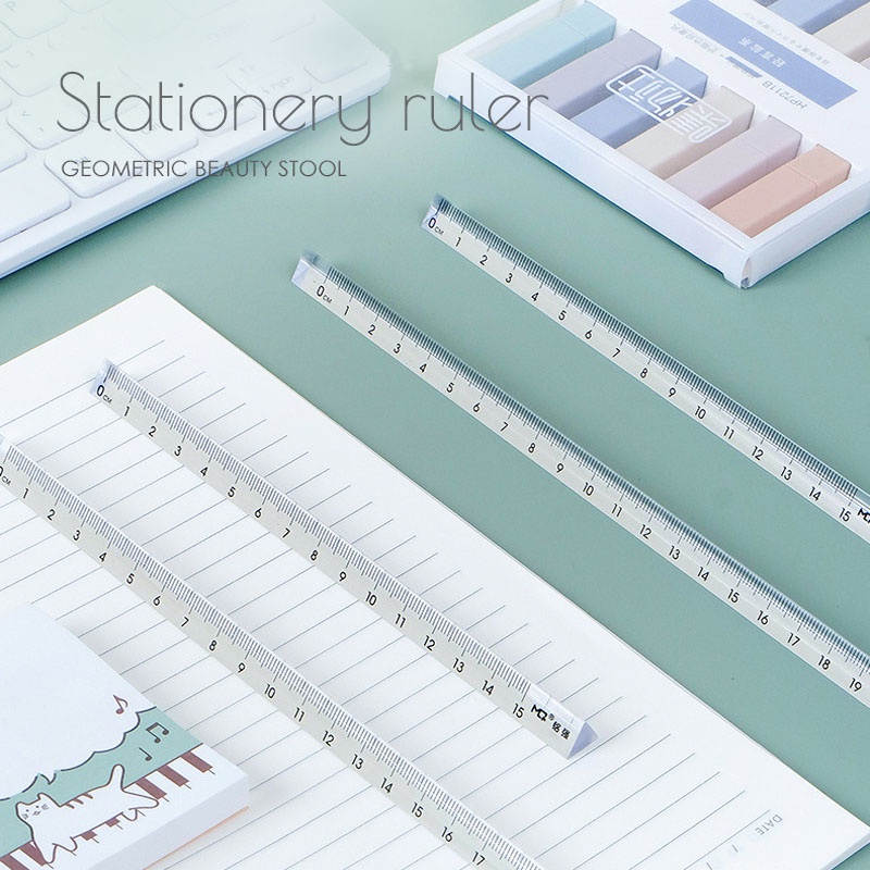 Stationery Ruler Transparent Triangular Scale Straight Ruler 15cm 20cm ...