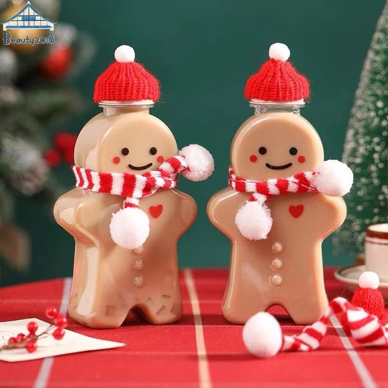 Cartoon Christmas Drink Bottle Gingerbread Man Water Cup Portable ...